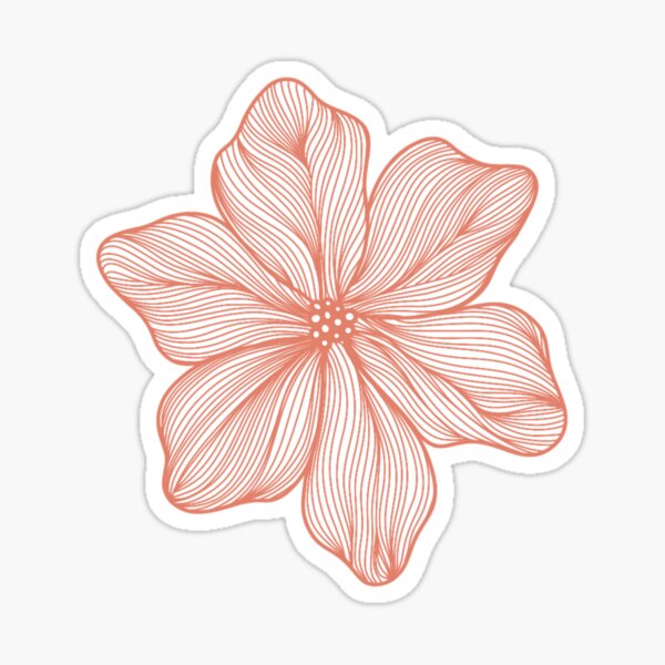 "Pink flower drawing" Sticker by rheabhargava | Redbubble