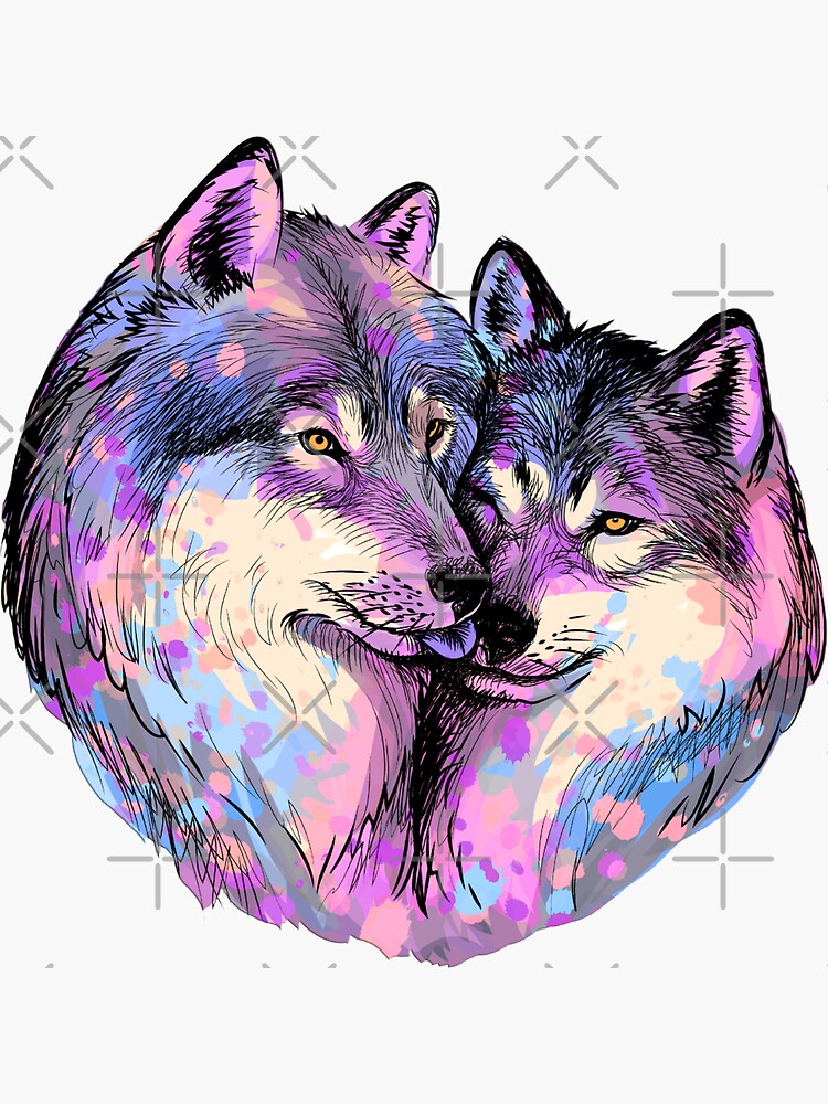"Heart Shaped Wolves" Sticker for Sale by Epantha | Redbubble