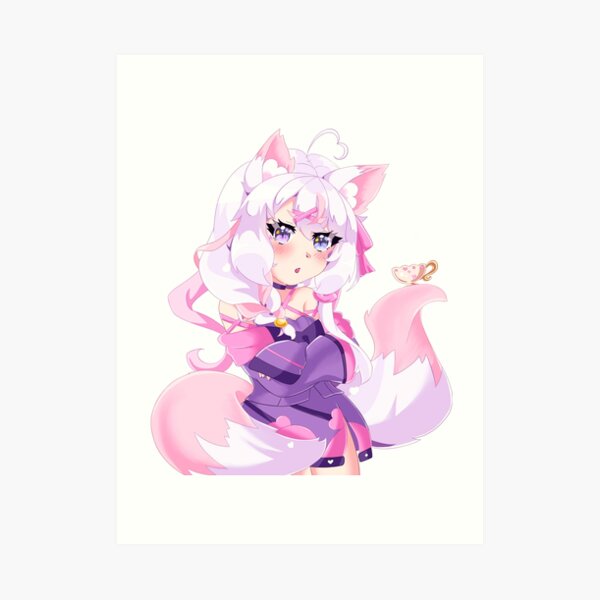 "Cute fox anime girl" Art Print for Sale by Divy- | Redbubble