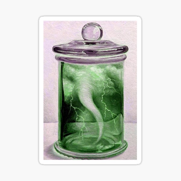 "Thunder & lightning Tornado hurricane twister bottle green" Sticker ...
