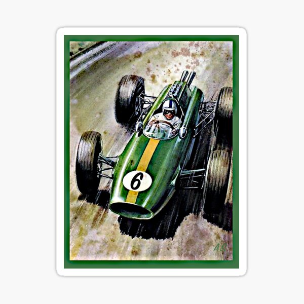 "Vintage Green Racing Car Poster" Sticker by SimonAllen | Redbubble