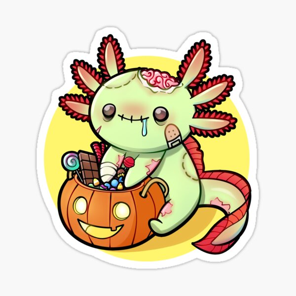 "Azomlotl Cute Halloween Zombie Axolotl" Sticker for Sale by DinoKaoku ...