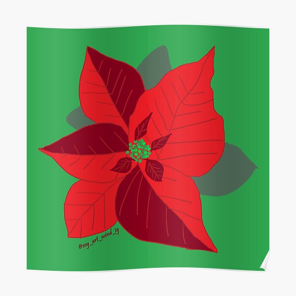 "Christmas Traditional Poinsettia" Poster for Sale by MyArtMind | Redbubble
