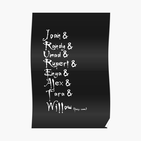 "The Cast of Tabula Rasa- white on black" Poster for Sale by brickets ...