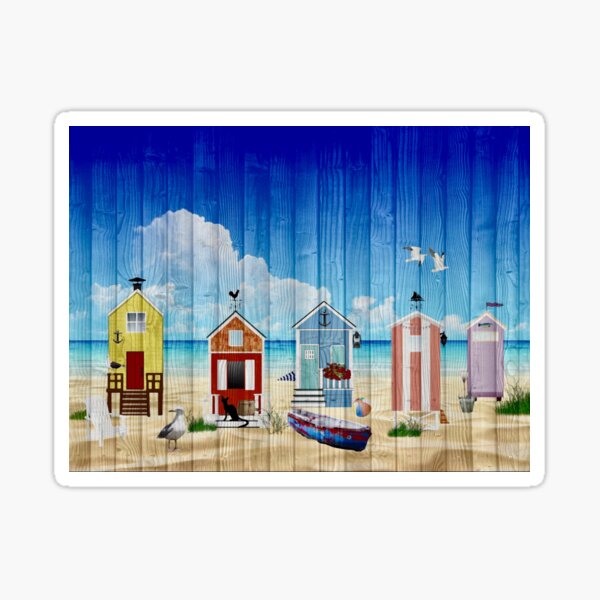 "Beach scene " Sticker for Sale by BerylBez | Redbubble