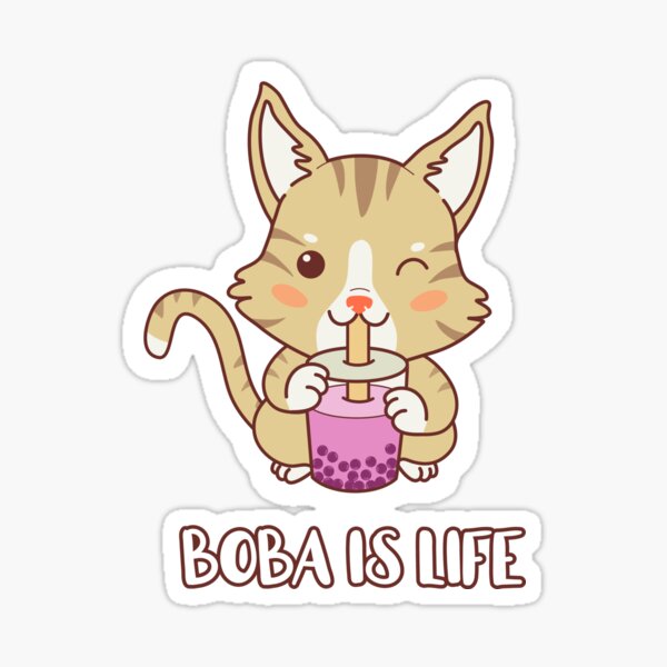 "Boba is Life - Bubble Tea Kawaii Cat" Sticker for Sale by zorrorojo ...