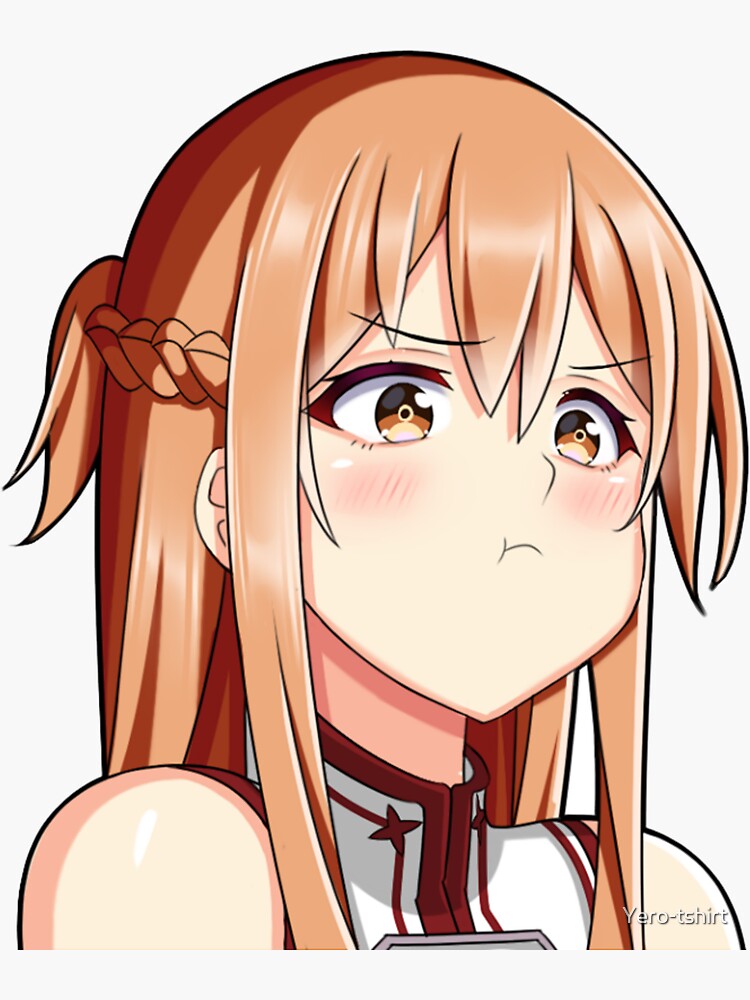 "Copy of Pouting Anime Girl - Asuna" Sticker by Yero-tshirt | Redbubble