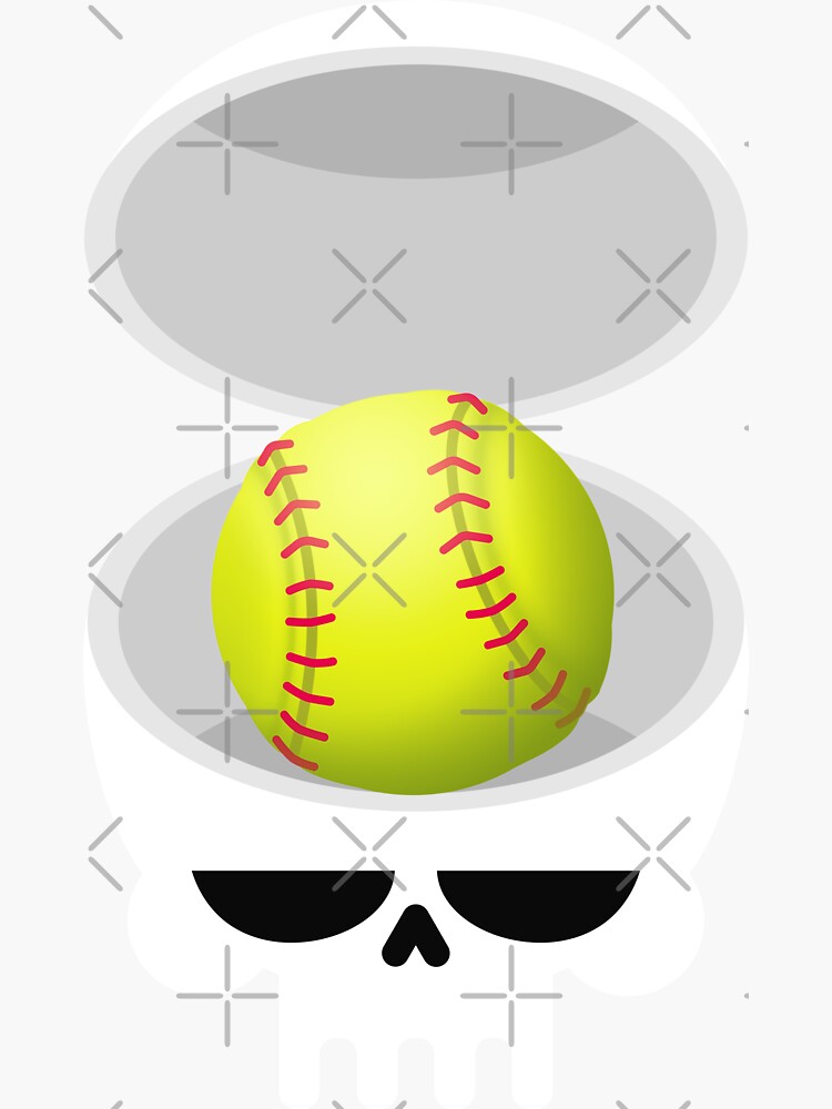 "Skull with Softball brain - Softball Halloween Costume" Sticker for ...