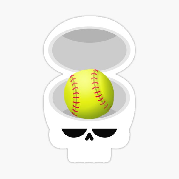 "Skull with Softball brain - Softball Halloween Costume" Sticker for ...