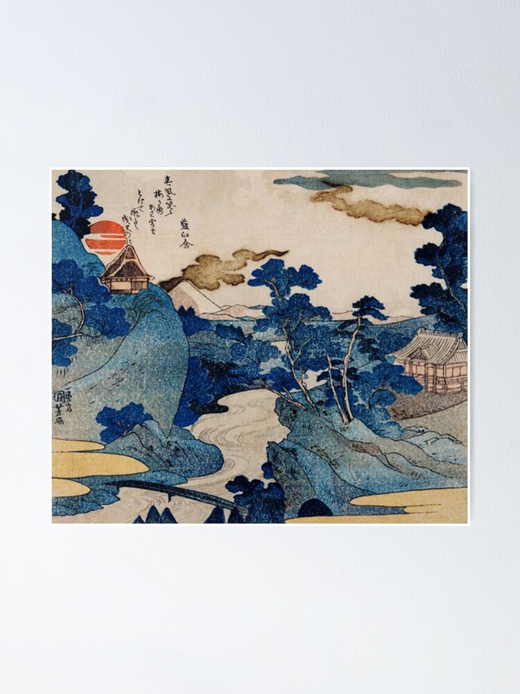 "Cottages On Cliffs Traditional Japanese Landscape" Poster by ...