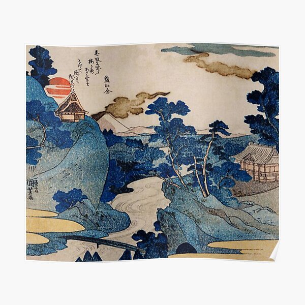 "Cottages On Cliffs Traditional Japanese Landscape" Poster by ...