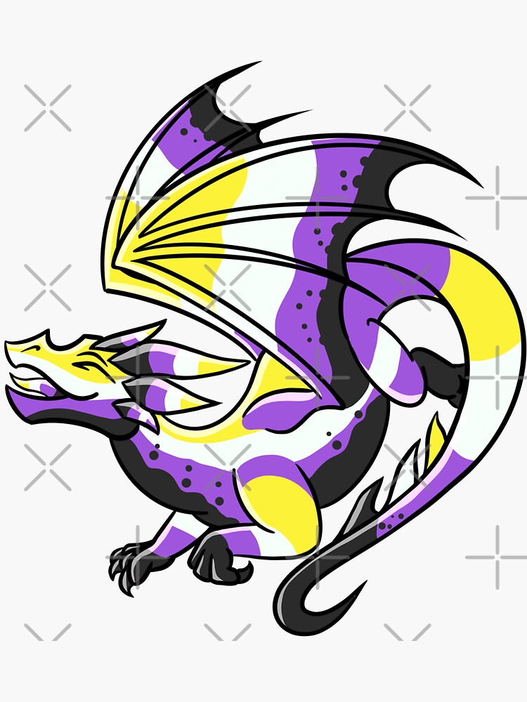 Nonbinary Pride Dragon Sticker By Twistyorchid Redbubble