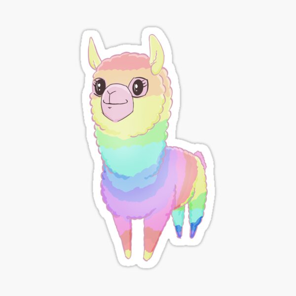 "Rainbow Alpaca Kids Cartoon Illustrations" Sticker by stilo29 | Redbubble