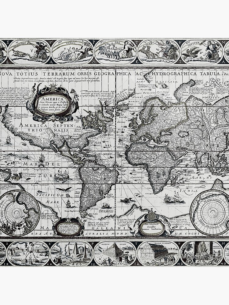 "Antique Maps of the World The Americas 1628" Throw Pillow for Sale by ...
