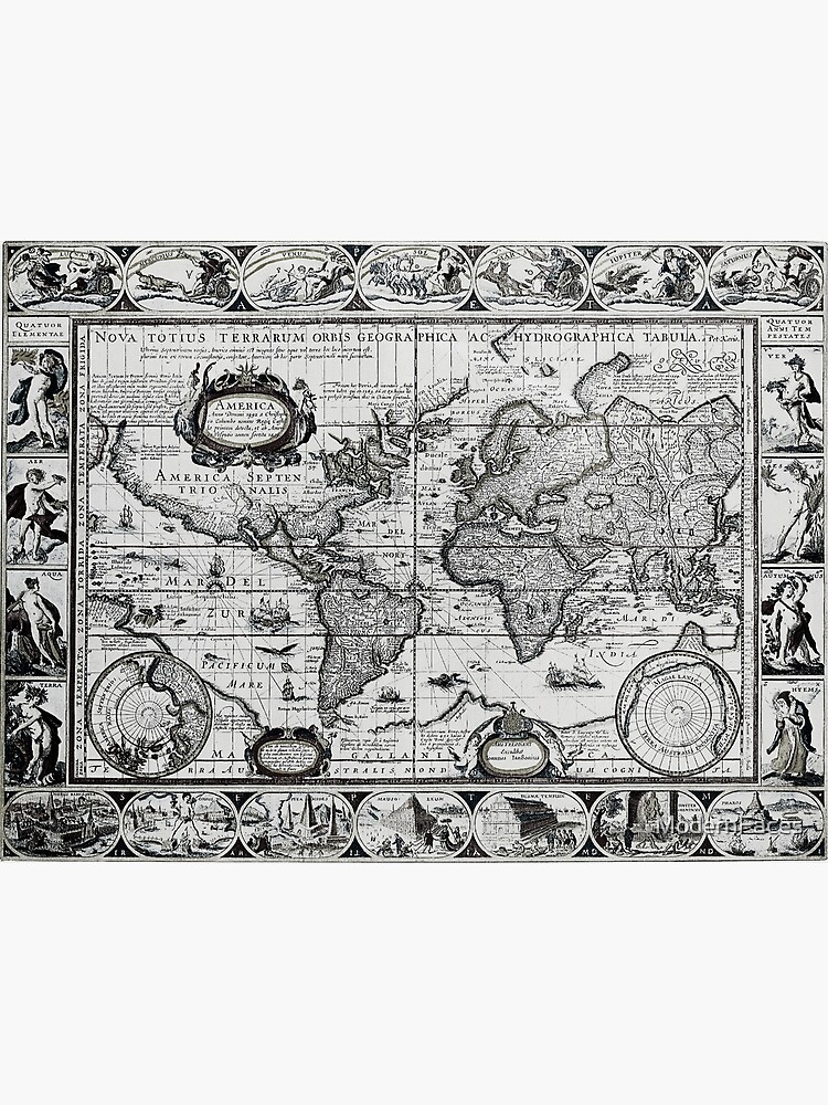 "Antique Maps of the World The Americas 1628" Poster for Sale by ...