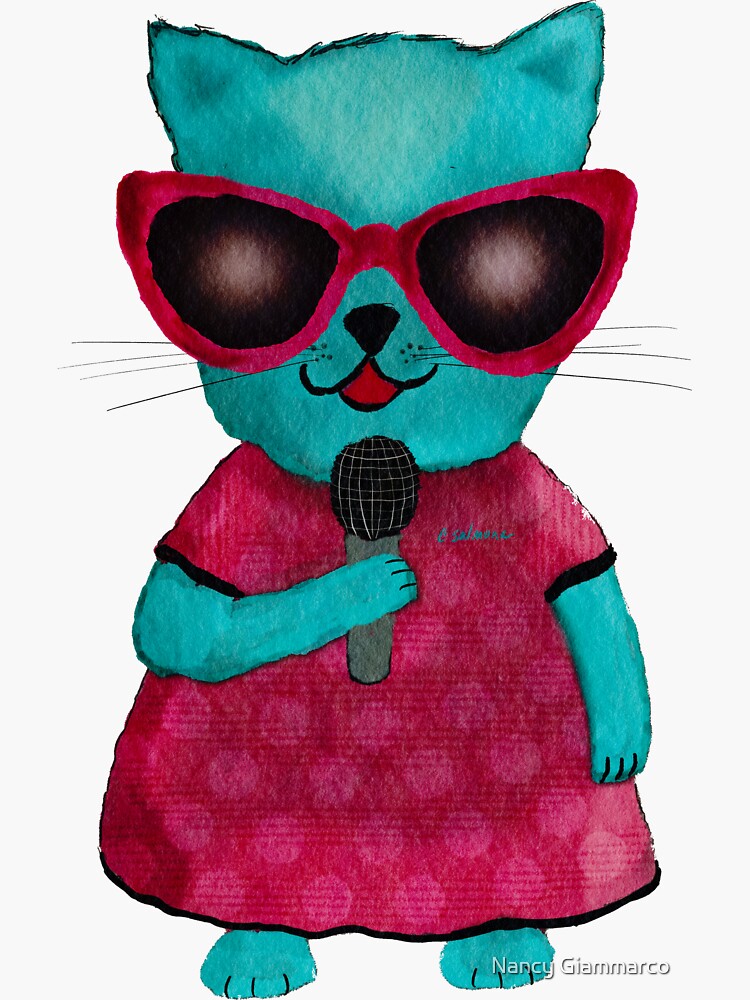 "Lead Singer Kitty" Sticker for Sale by ngiammarco | Redbubble