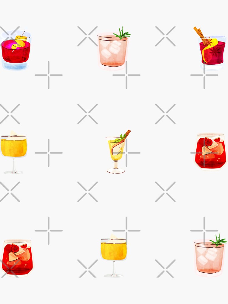 "Alcoholic drinks sticker pack - Gift for cocktail lovers" Sticker for ...