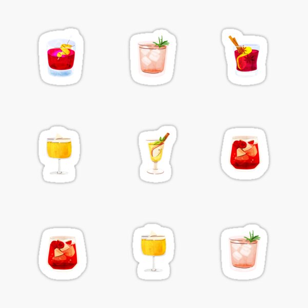 "Alcoholic drinks sticker pack - Gift for cocktail lovers" Sticker for ...