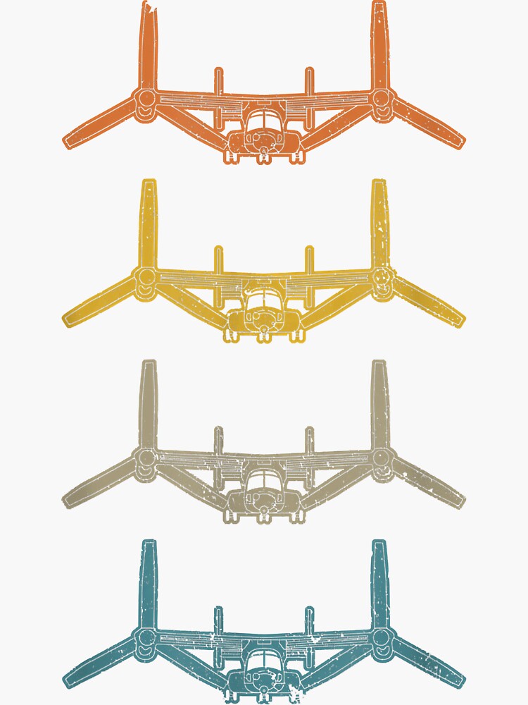 "Retro V-22 Osprey Helicopter Schematic Vintage V22 Osprey" Sticker for ...