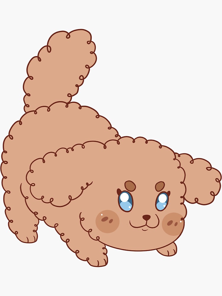 Pegatina «Kawaii Chibi Poodle - lindo perro marrón» de sugarDood ...