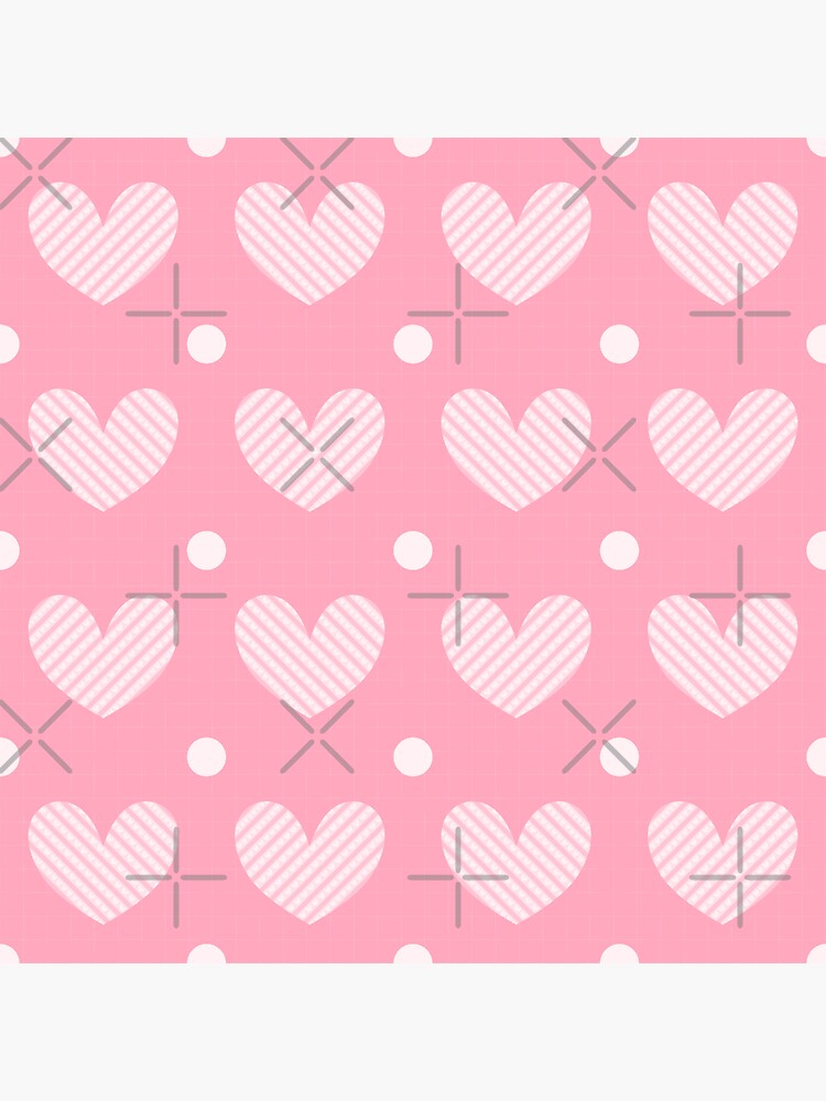 "Cute childish repeat pink love heart and polka dot on white checkered ...