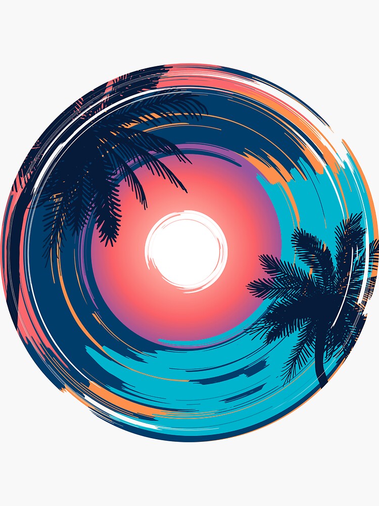 "Wonderful Beach Sunset Circle" Sticker for Sale by OneAction | Redbubble
