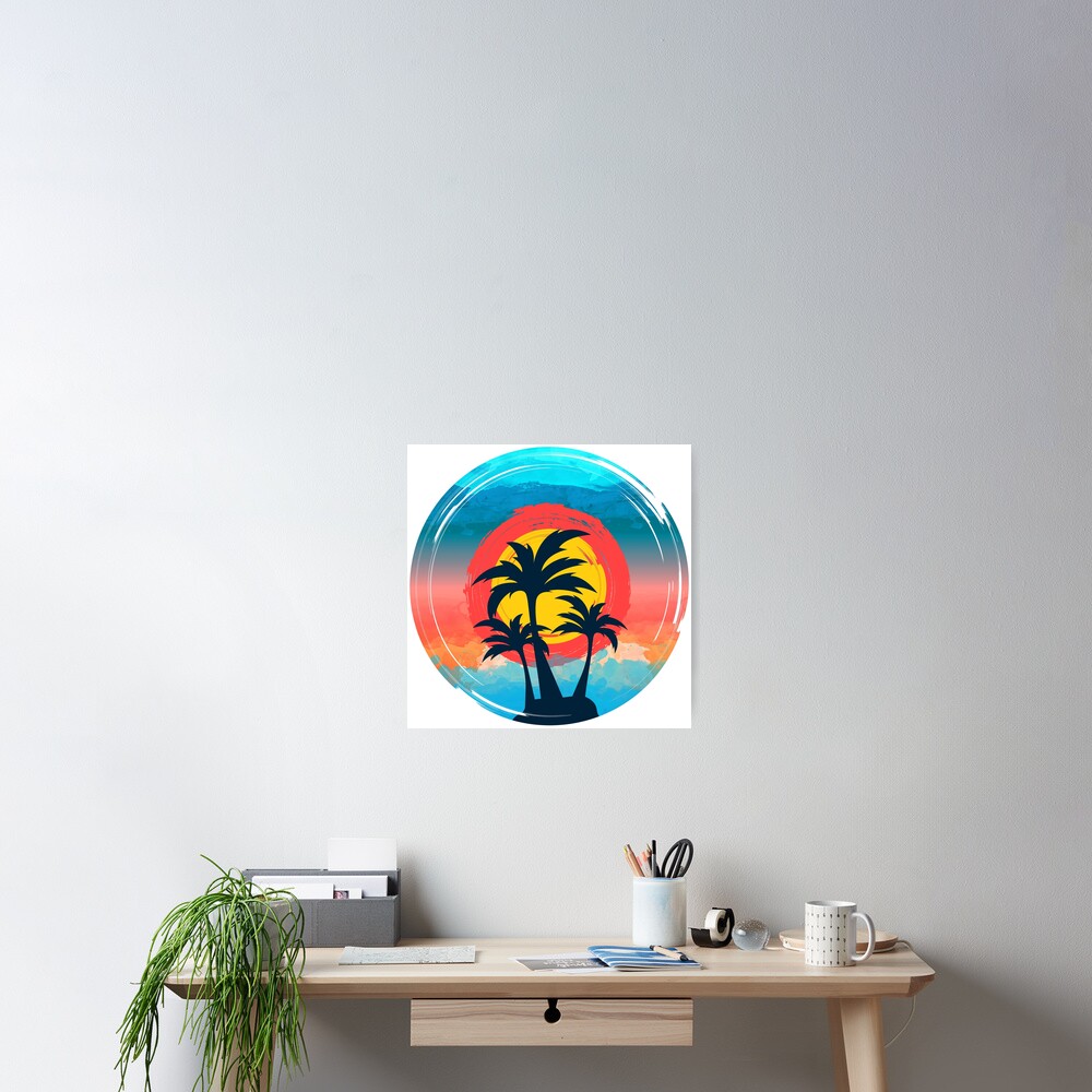 "Wonderful Beach Sunset Circle" Poster for Sale by OneAction | Redbubble