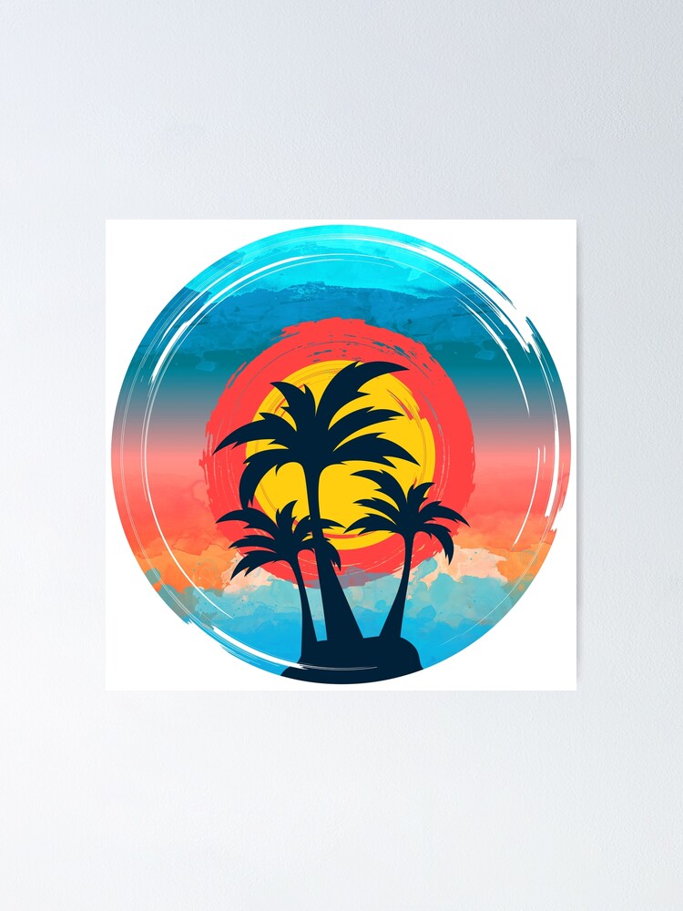 "Wonderful Beach Sunset Circle" Poster for Sale by OneAction | Redbubble