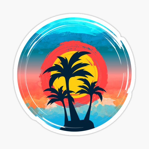 "Wonderful Beach Sunset Circle" Sticker for Sale by OneAction | Redbubble