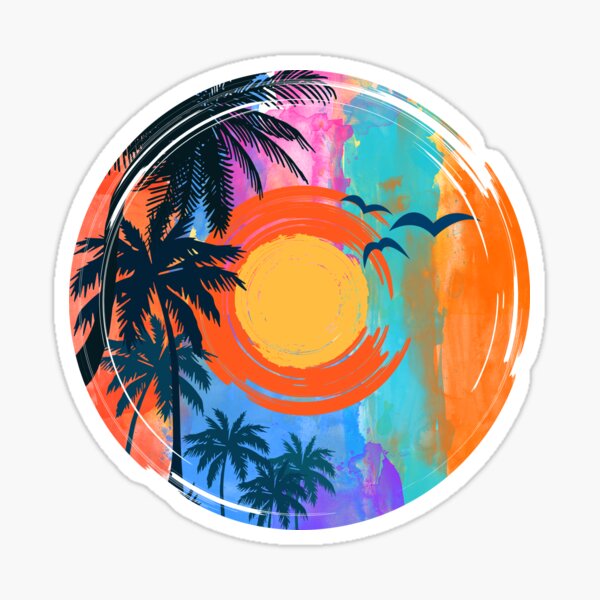 "Wonderful Beach Sunset Circle" Sticker for Sale by OneAction | Redbubble