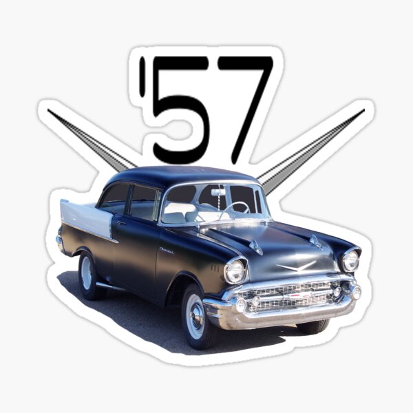 "57 Chevy with Chromework Logo" Sticker for Sale by seansdigitalart ...