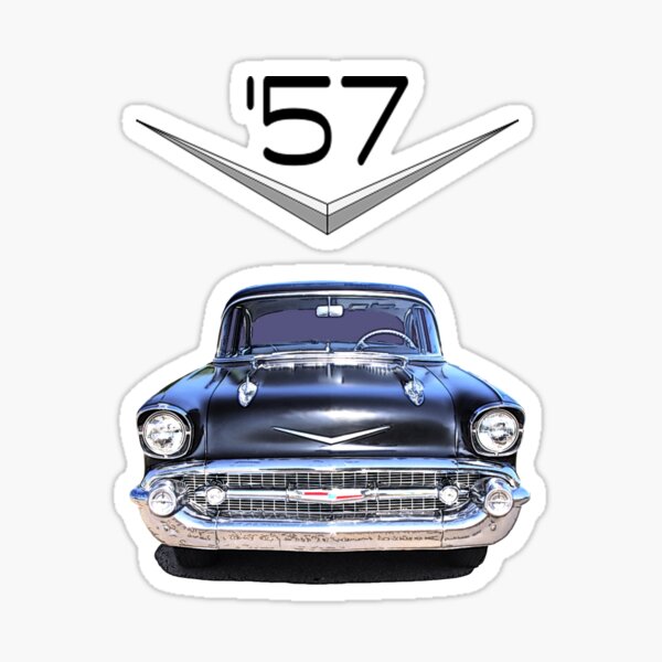 "57 Chevy - Front View - Chromework Logo" Sticker for Sale by ...