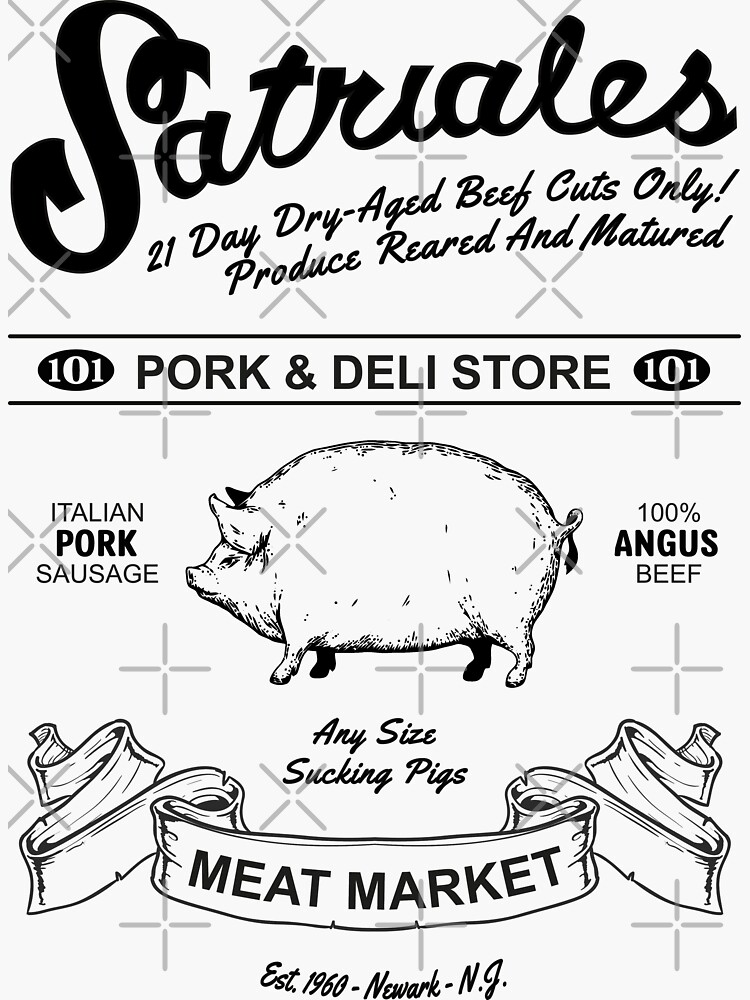 "Satriale's Pork & Deli Store" Sticker for Sale by Purakushi | Redbubble