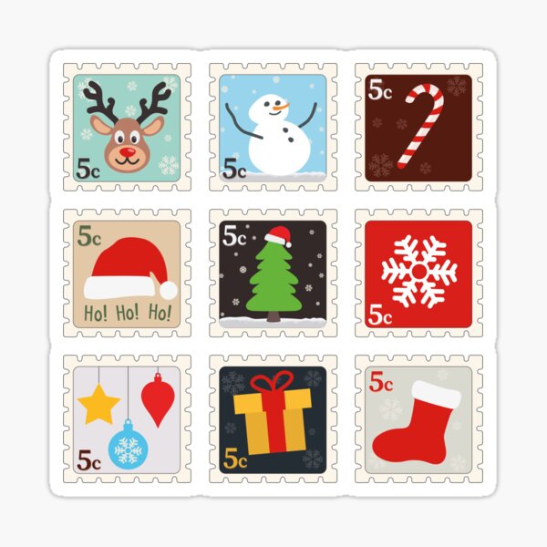 "Merry Christmas | Postage Stamp | Gift Ideas | Sticker Pack" Sticker ...