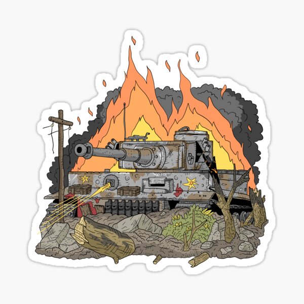 "tiger tank in combat, ww2 german panzer." Sticker for Sale by ...