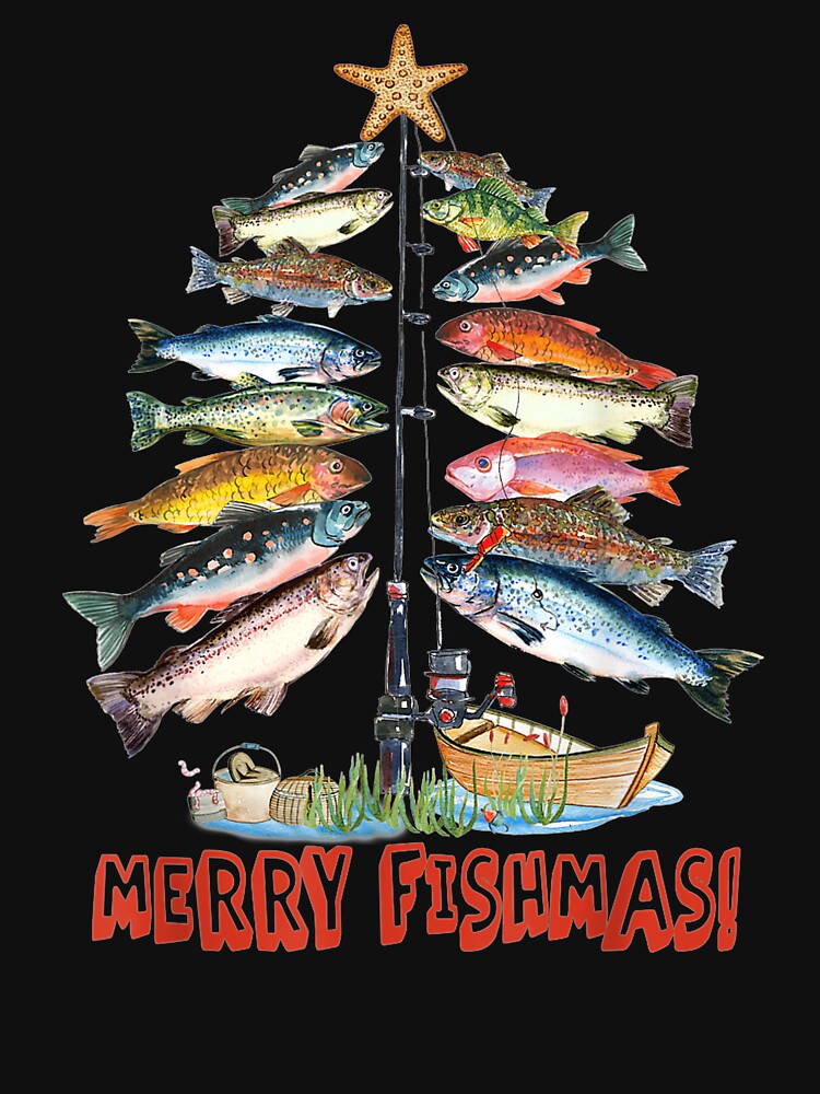 "Merry Fishmas Christmas Tree Fish Funny Fishing" T-shirt for Sale by ...