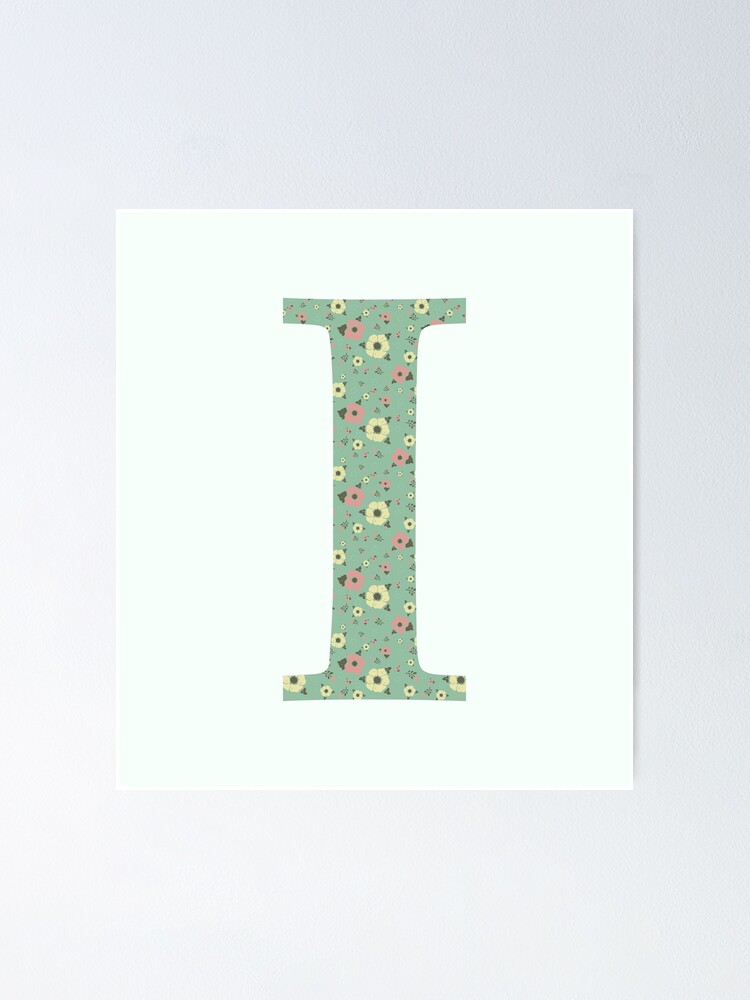 Póster «Copia de la letra I, color antiguo de flores vintage verde ...