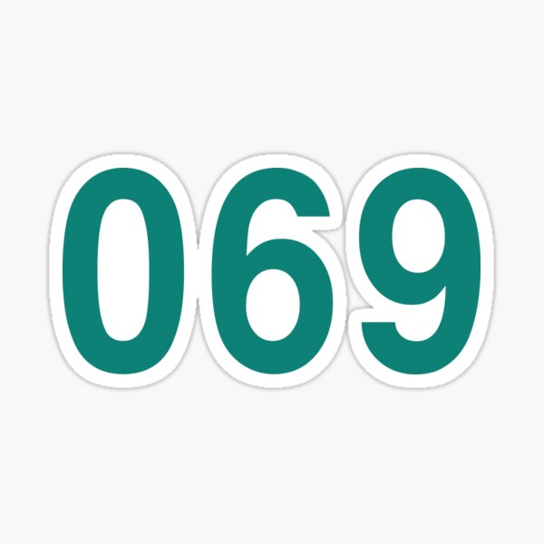 "Squid Game 069 Number Green Funny Parody" Sticker for Sale by Aetha ...