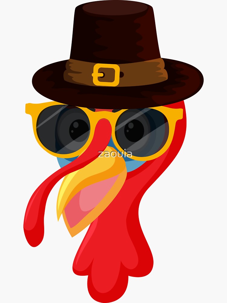 "Turkey Face Crazy Eyes Funny Thanksgiving Day Gift" Sticker for Sale ...