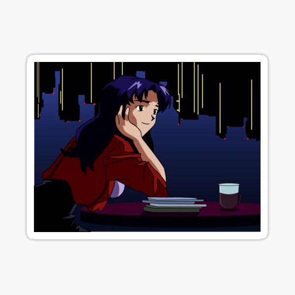 "Misato Waiting" Sticker for Sale by Migi-Desu | Redbubble