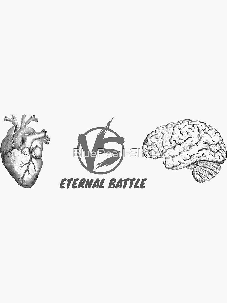 "Eternal battle between heart and brain" Sticker for Sale by BluePearl ...