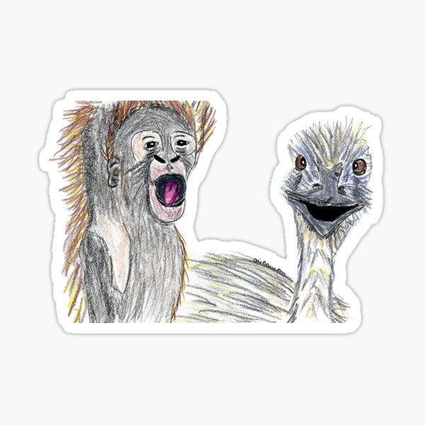 "Monkey and Emu Transparent Background" Sticker for Sale by ...