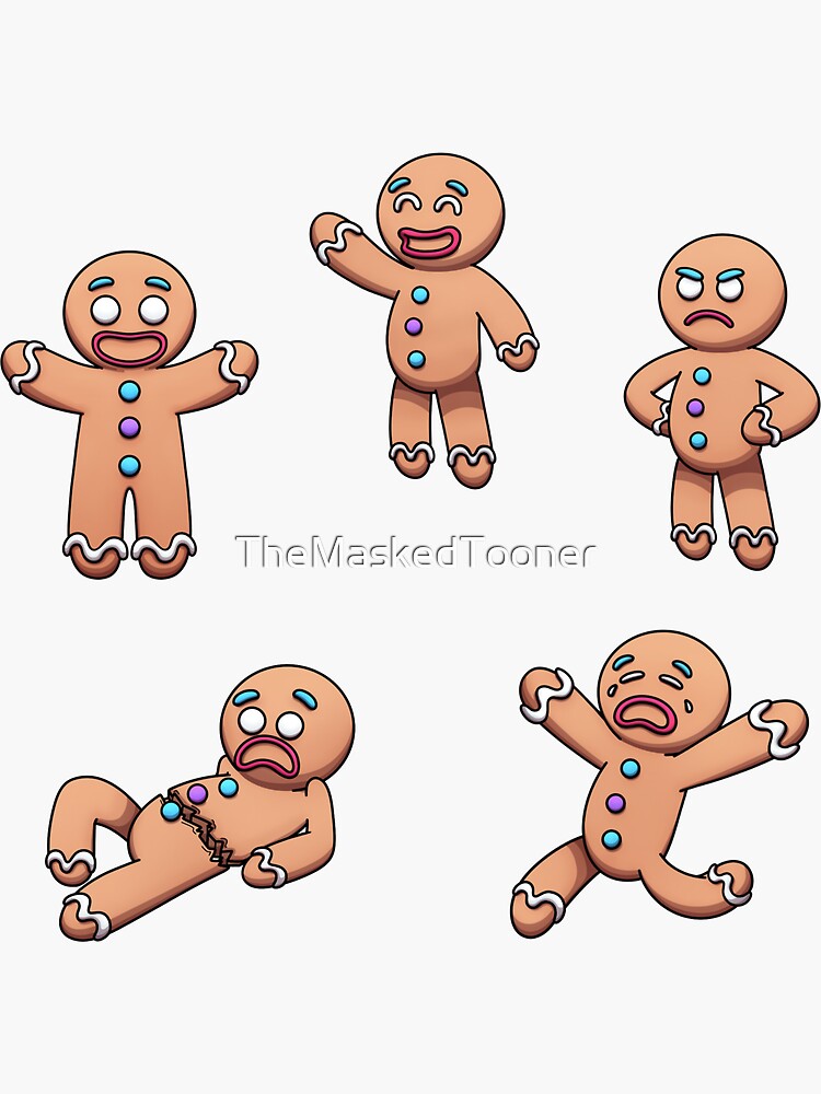 Gingerbread Man Cartoon Sticker Pack Sticker For Sale By