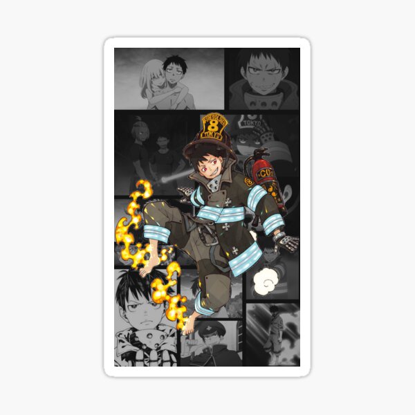 "Shinra Kusakabe collage Vers. 1" Sticker for Sale by IBraEros | Redbubble