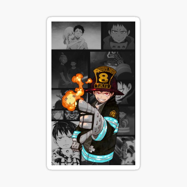 "Shinra Kusakabe collage Vers. 2" Sticker for Sale by IBraEros | Redbubble