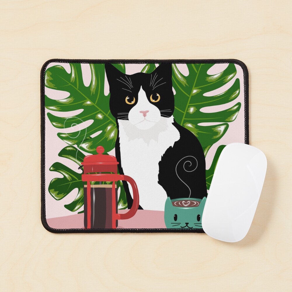 "Tuxie Cat and Coffee" Sticker for Sale by kilkennycat | Redbubble