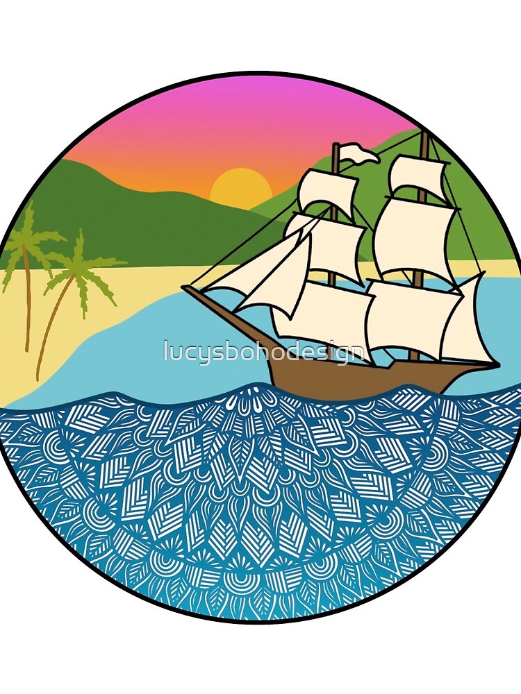 "Pirate ship art ocean art island art beach art tropical art ...