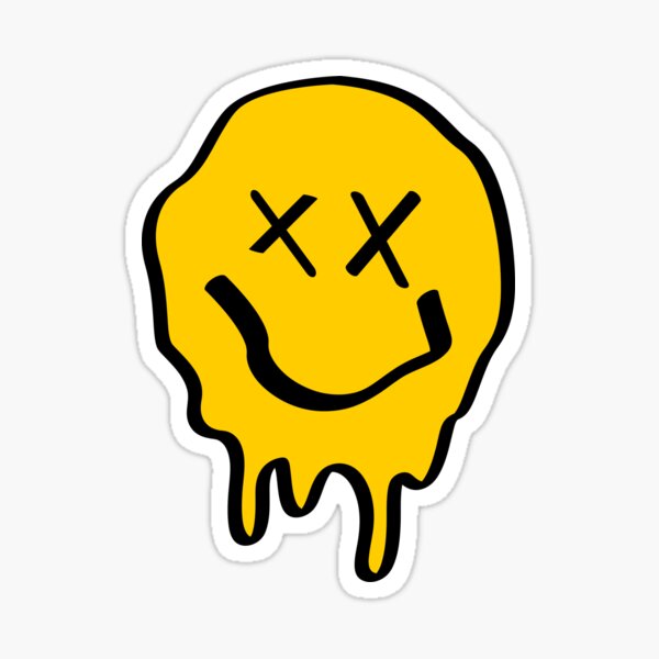 "Funny Crossed Eyes Drippy Smiley Face Melting" Sticker for Sale by ...