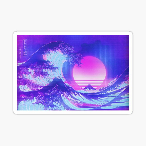 "Aesthetic Great Wave Off Kanagawa Retro Vaporwave" Sticker for Sale by ...