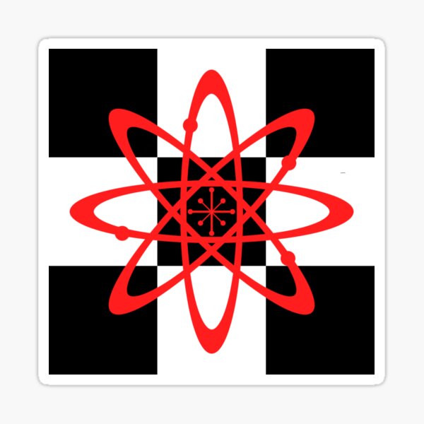 "Atom-Red on Black & White Checkers" Sticker for Sale by SCHPiDAUU ...